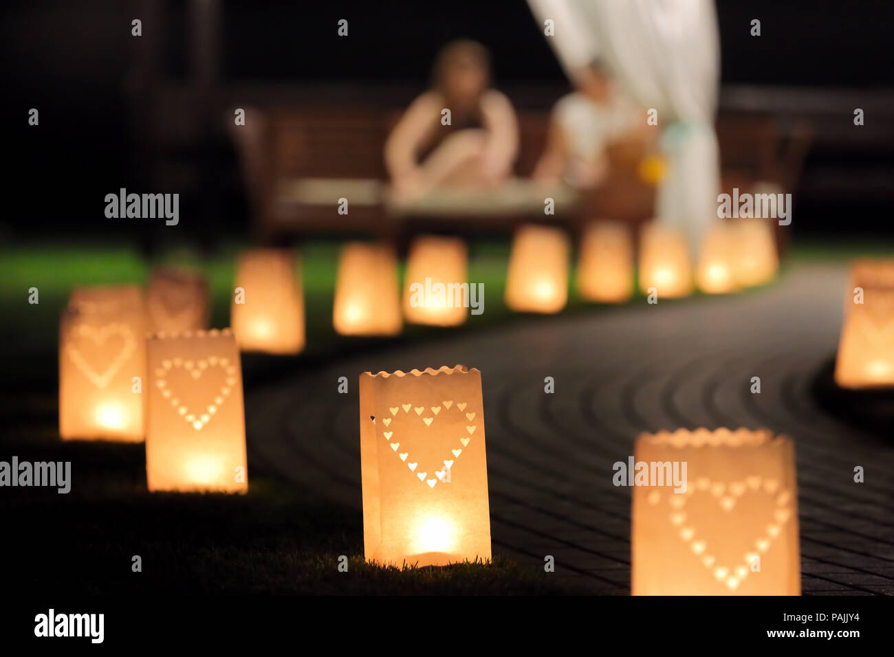 Night lighting path for walks in the garden with lantern summerhouse ...