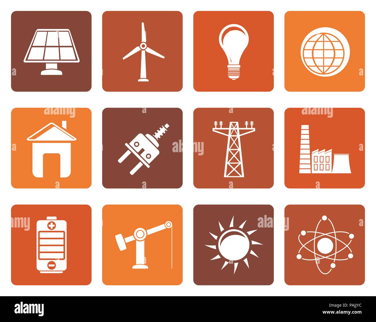 Flat power, energy and electricity icons - vector icon set Stock Vector ...