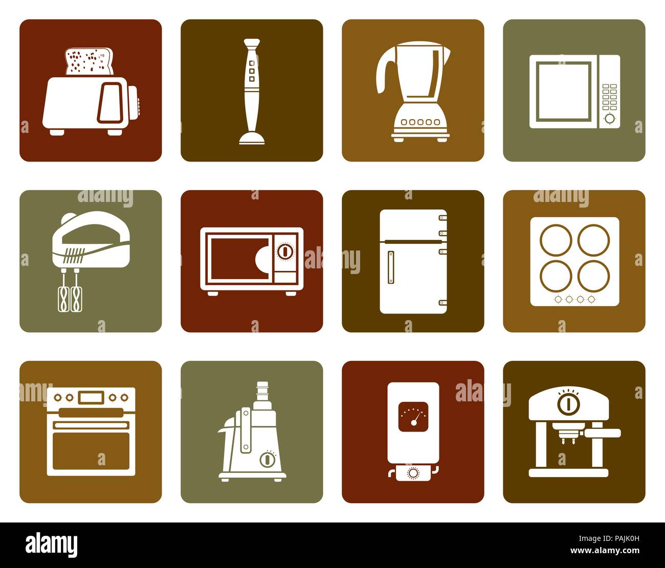Flat Kitchen and home equipment icons - vector icon set Stock Vector ...