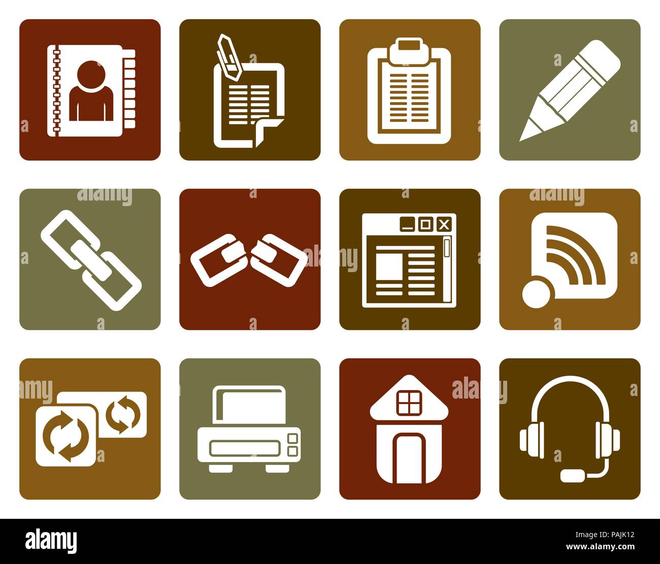 Notepad flat white icons Cut Out Stock Images & Pictures - Alamy
