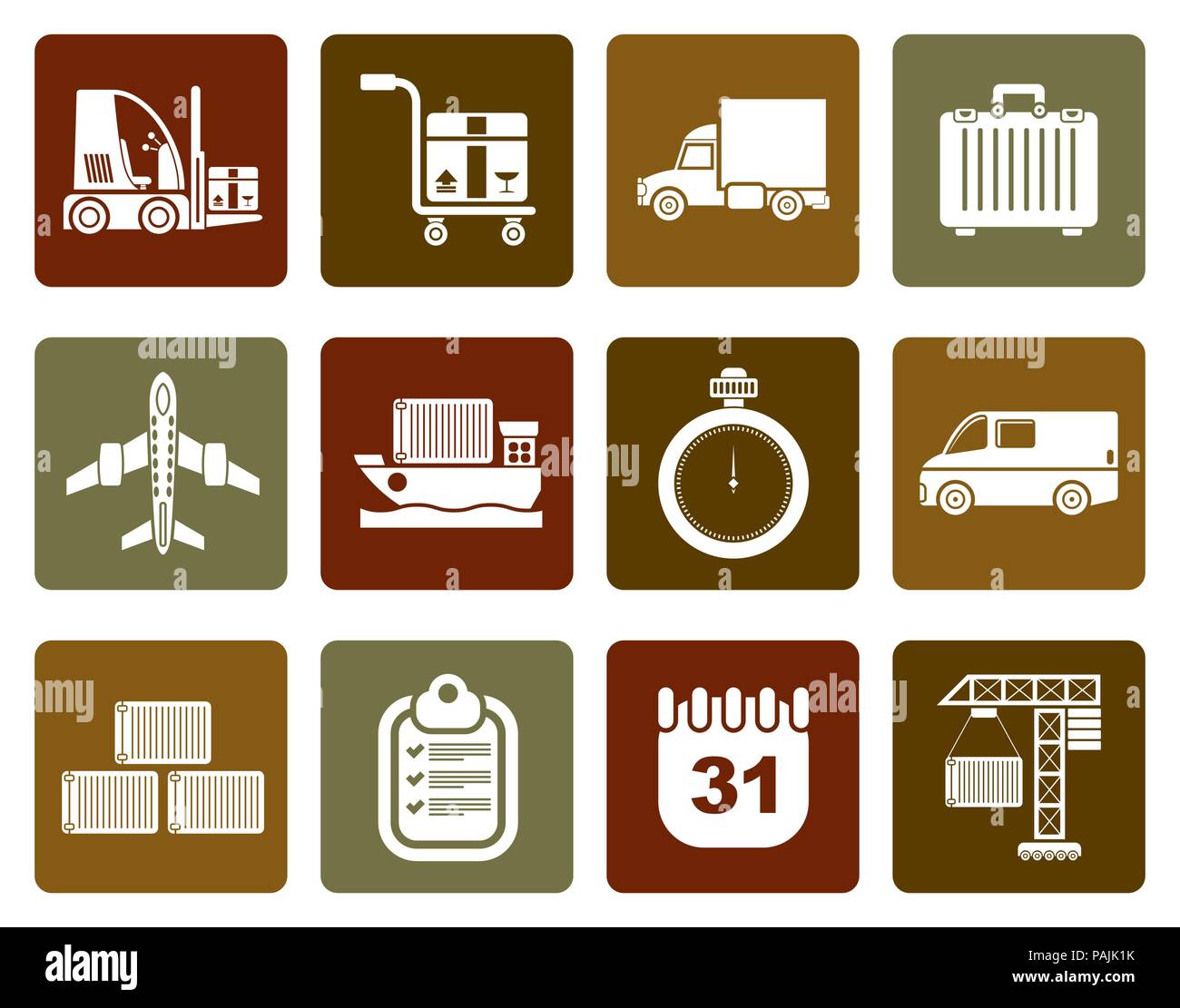 Flat logistics, shipping and transportation icons - vector icon set ...