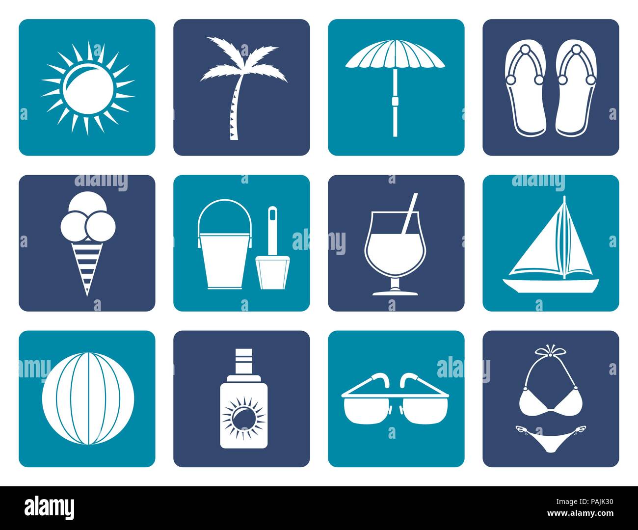 Flat Summer, Holiday and beach objects - Vector Illustration Stock ...