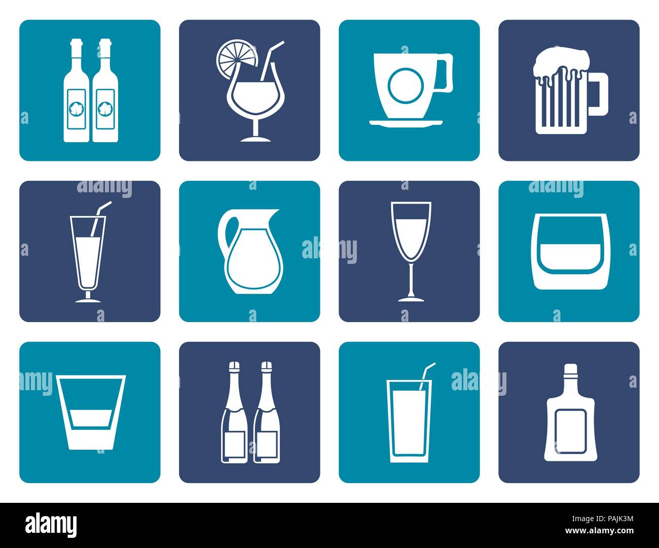 Flat different kind of drink icons - vector icon set Stock Vector Image ...