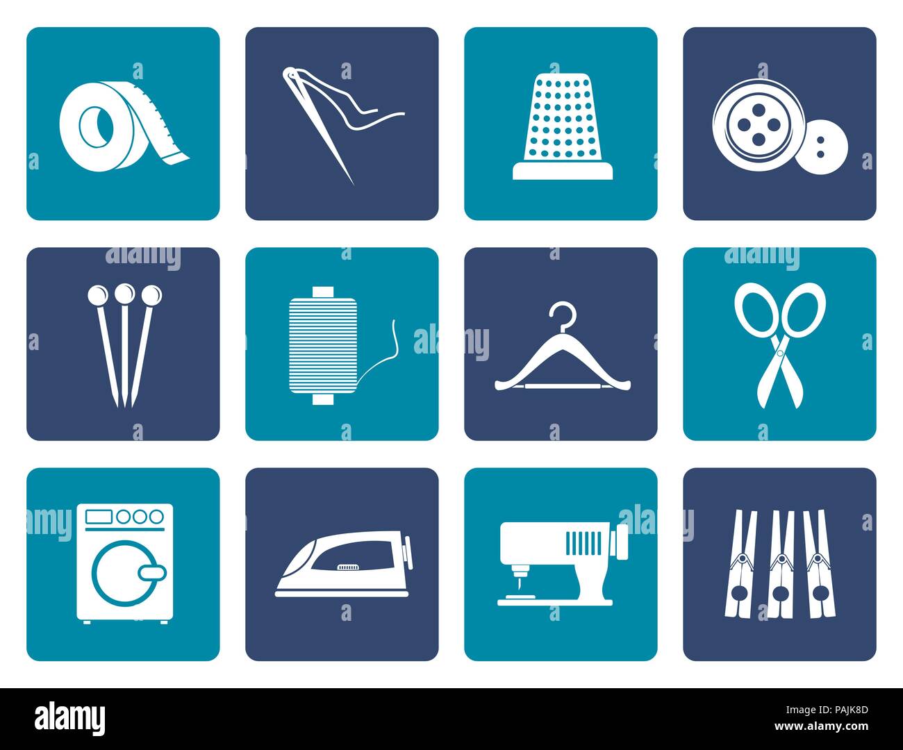 Flat Textile objects and industry icons - vector icon set Stock Vector ...