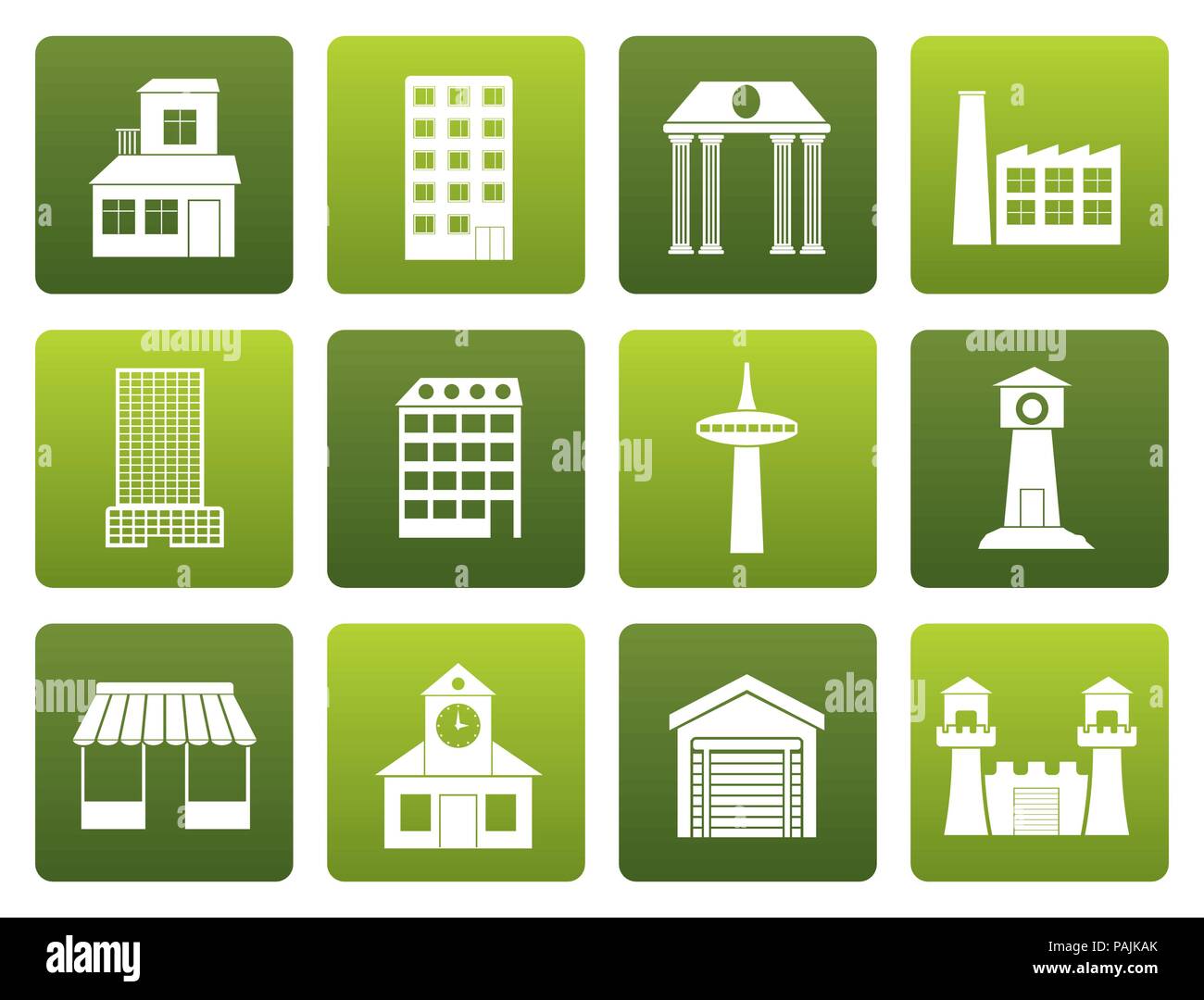 Flat different kind of building and City icons - vector icon set Stock ...