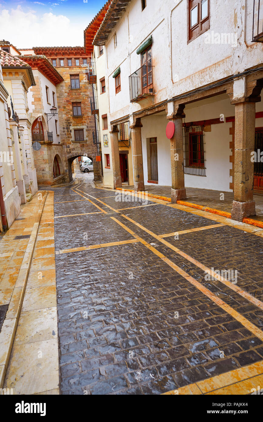 Mora de Rubielos village in Teruel Spain located on Gudar Javalambre ...