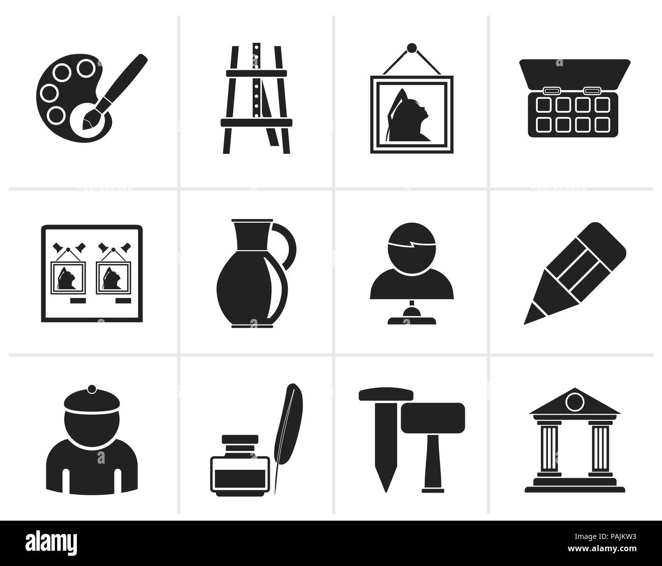 Ink pen set objects Black and White Stock Photos & Images - Alamy