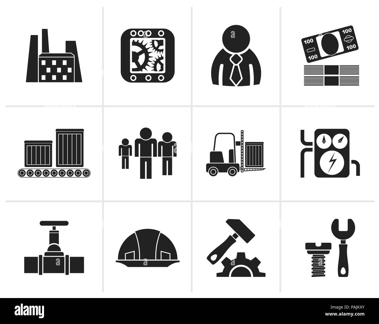 Black Business, factory and mill icons - vector icon set Stock Vector ...