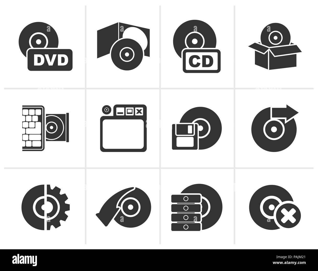 Black Computer Media and disk Icons - vector icon set Stock Vector ...