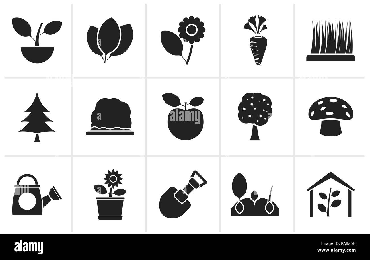 Set plants soil gardening Black and White Stock Photos & Images - Alamy