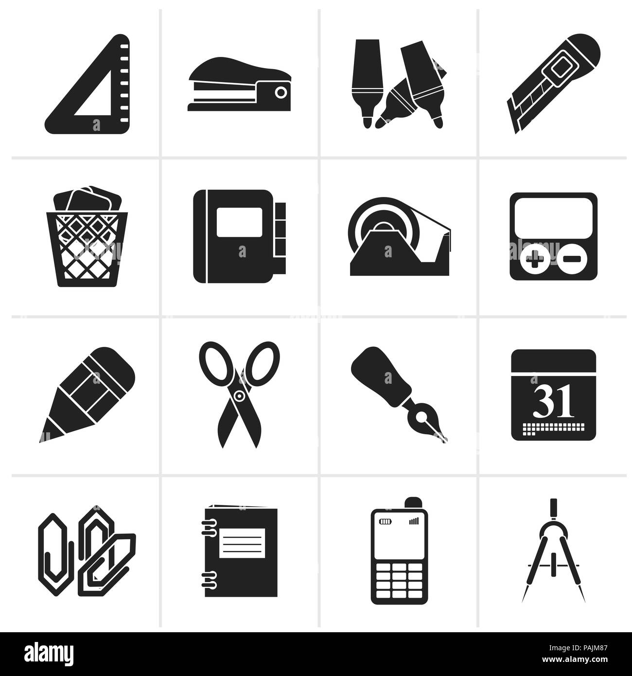 Black Business and office objects icons - vector icon set Stock Vector ...