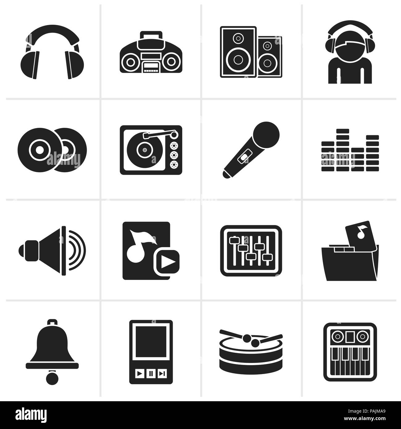 Black Music and sound Icons - Vector Icon Set Stock Vector Image & Art ...