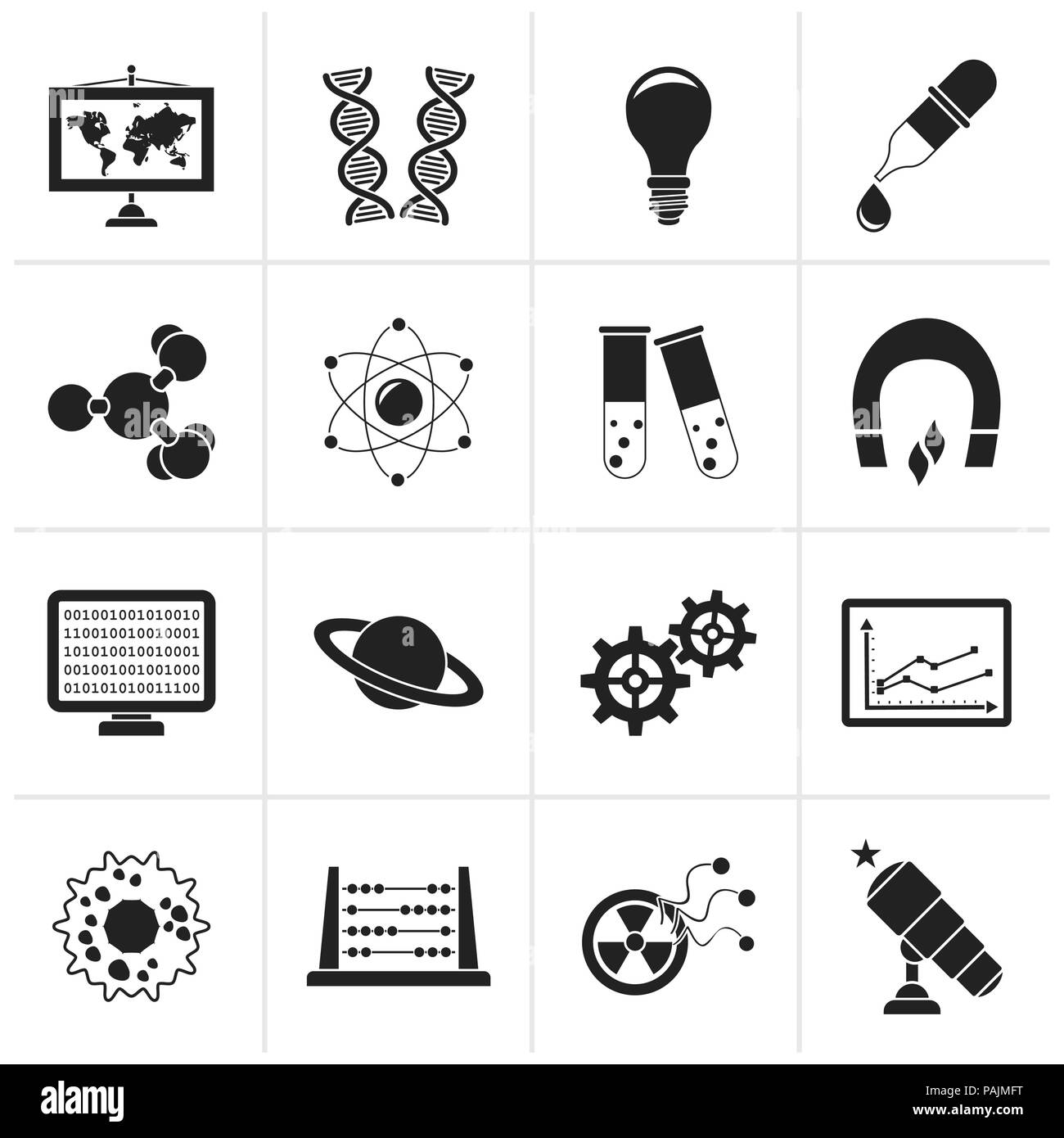 Black science, research and education Icons - Vector Icon set Stock ...