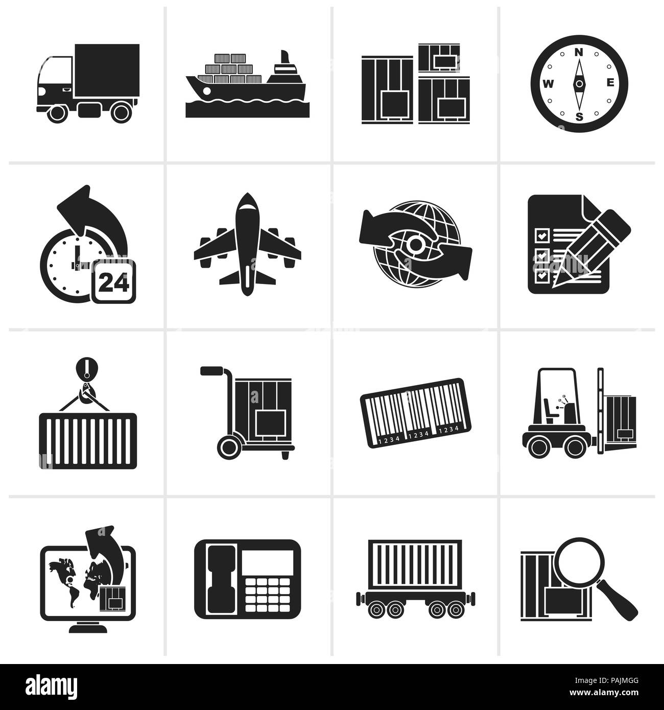 Black shipping and logistics icons - vector icon set Stock Vector Image ...