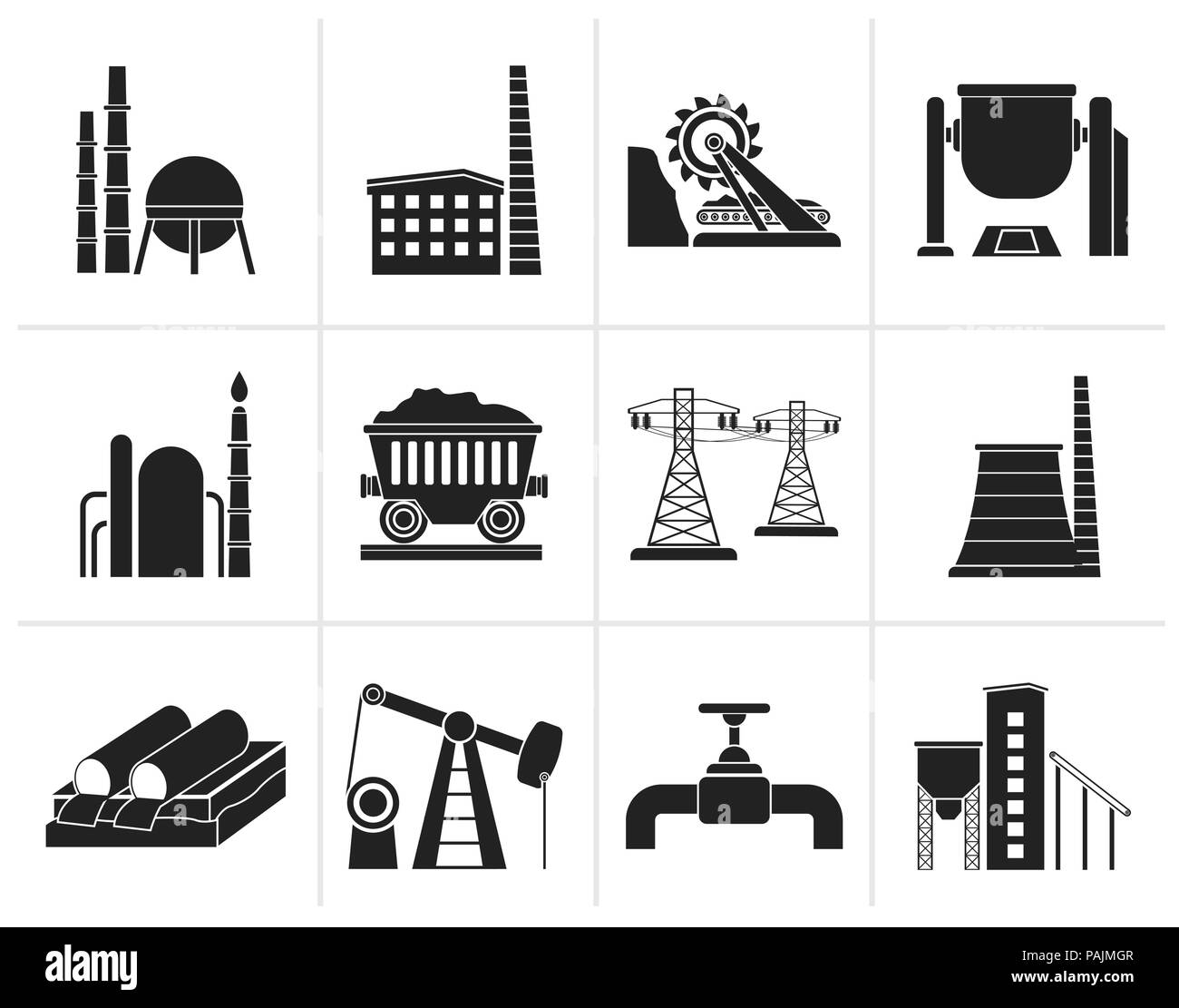 Black Heavy industry icons - vector icon set Stock Vector Image & Art ...