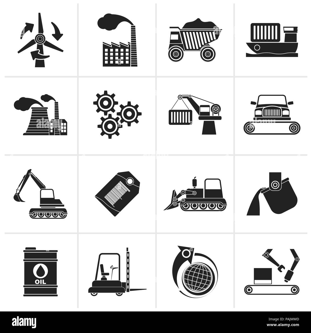 Black different kind of business and industry icons - vector icon set ...