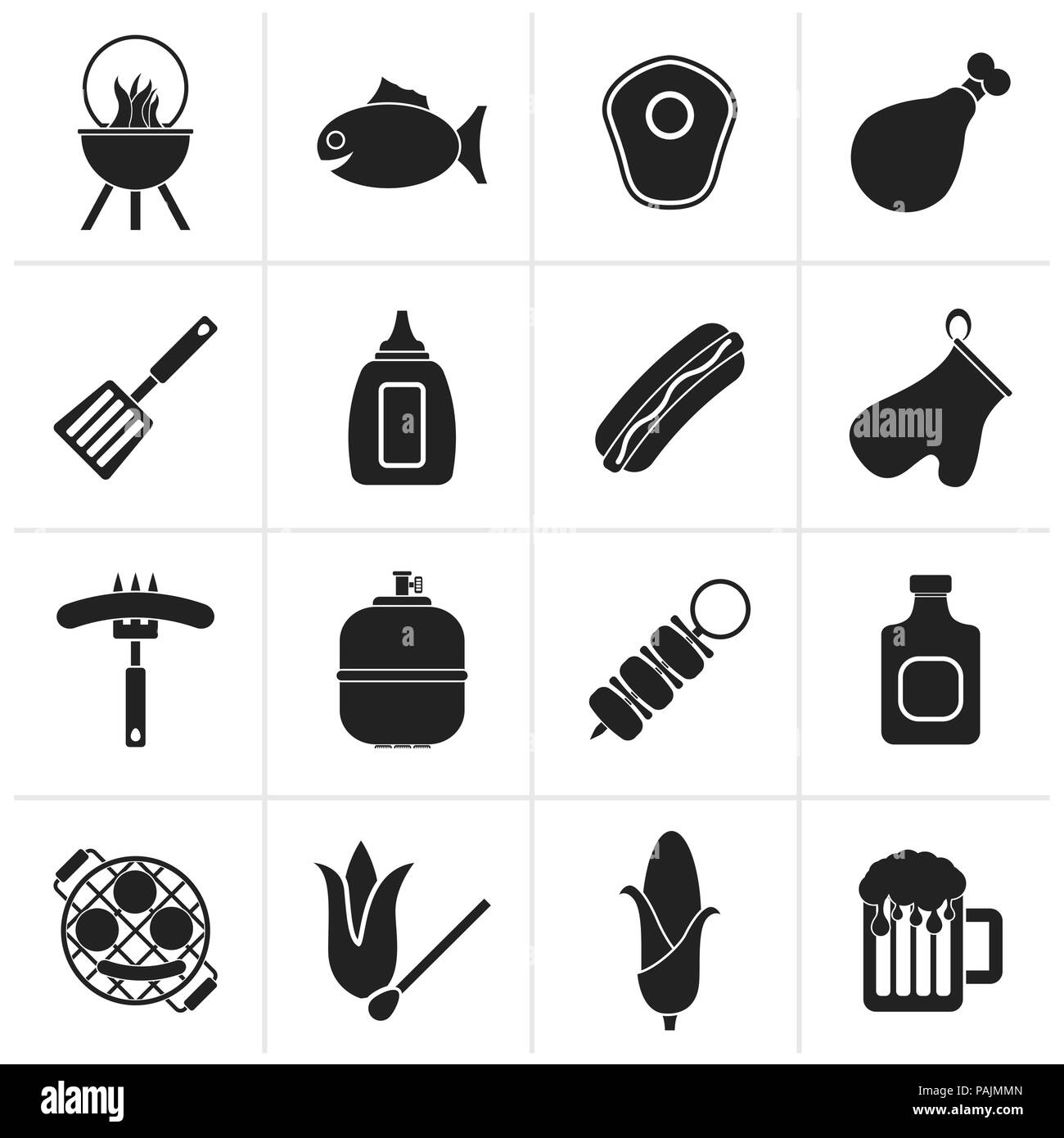 Black Grilling and barbecue icons - vector icon set Stock Vector Image ...