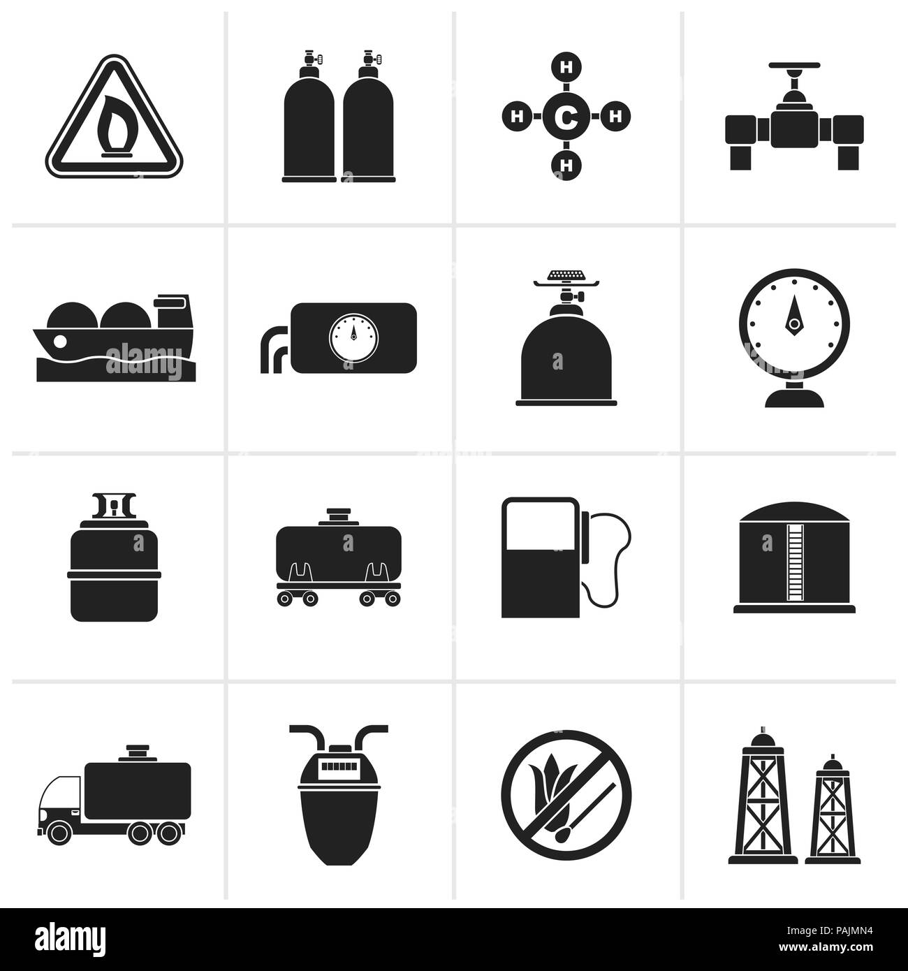 Black Natural gas objects and icons - vector icon set Stock Vector ...