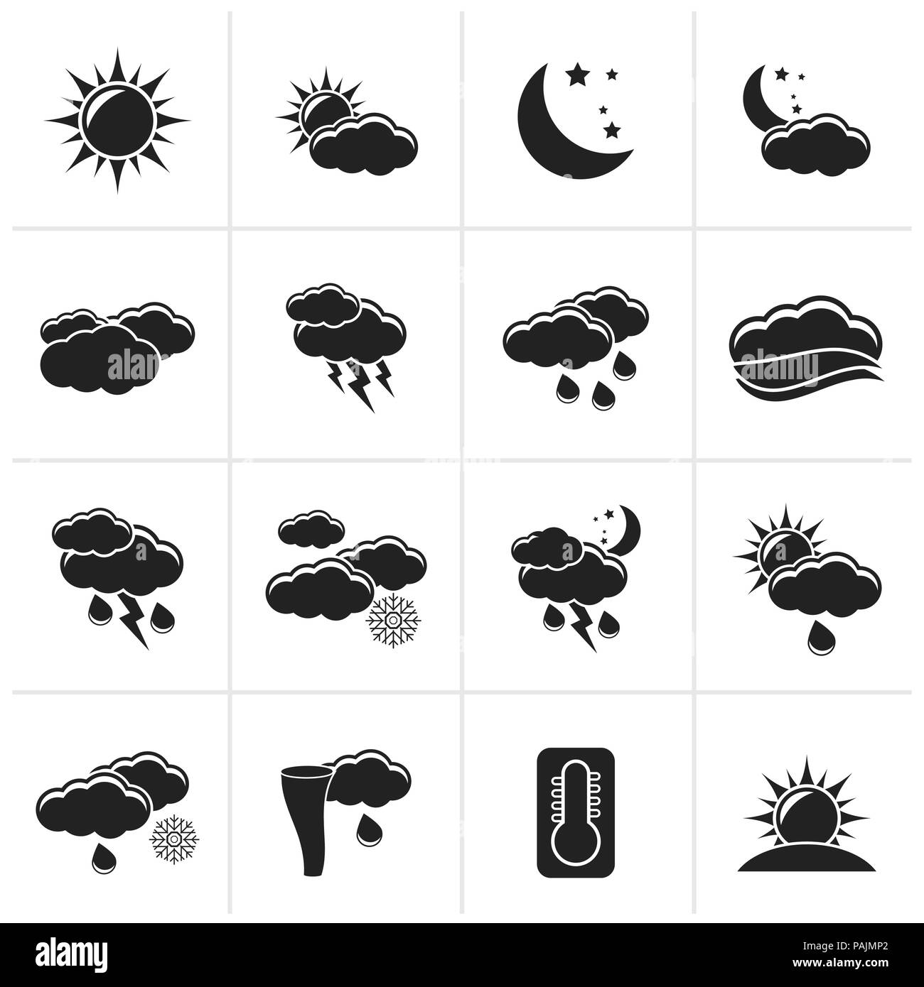 Sun cloud weather symbol pictogram Black and White Stock Photos ...