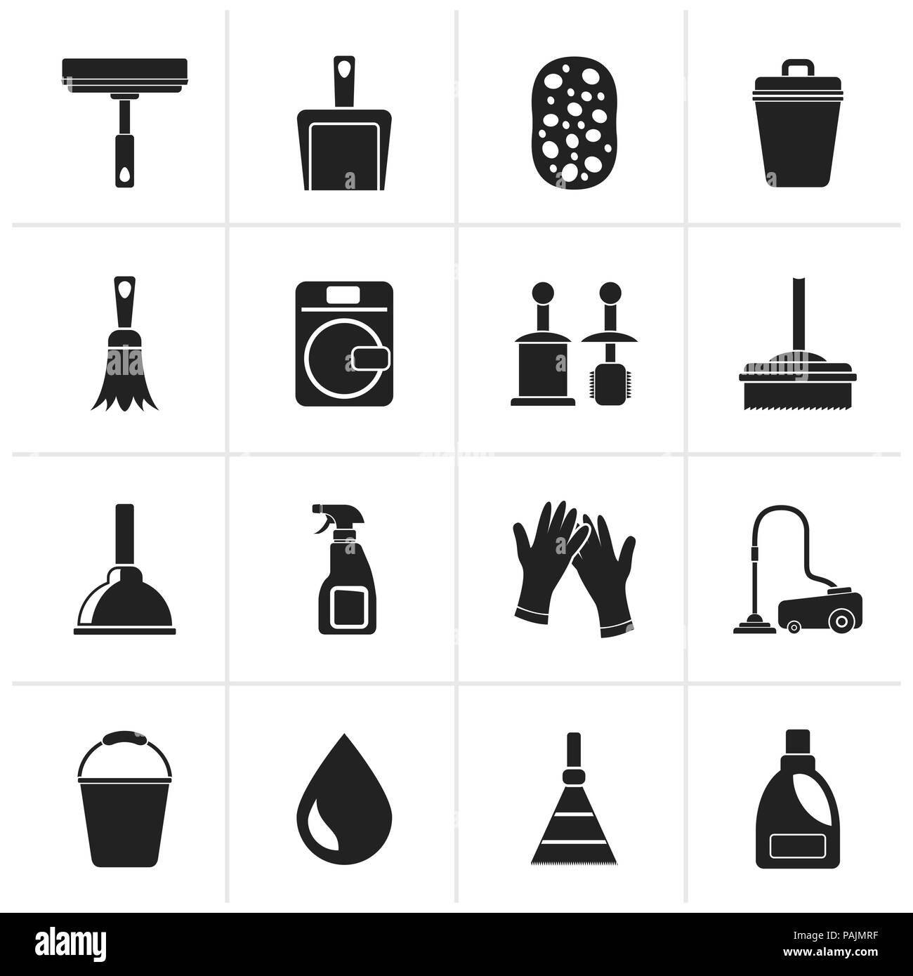 Black Cleaning and hygiene icons - vector icon set Stock Vector Image ...