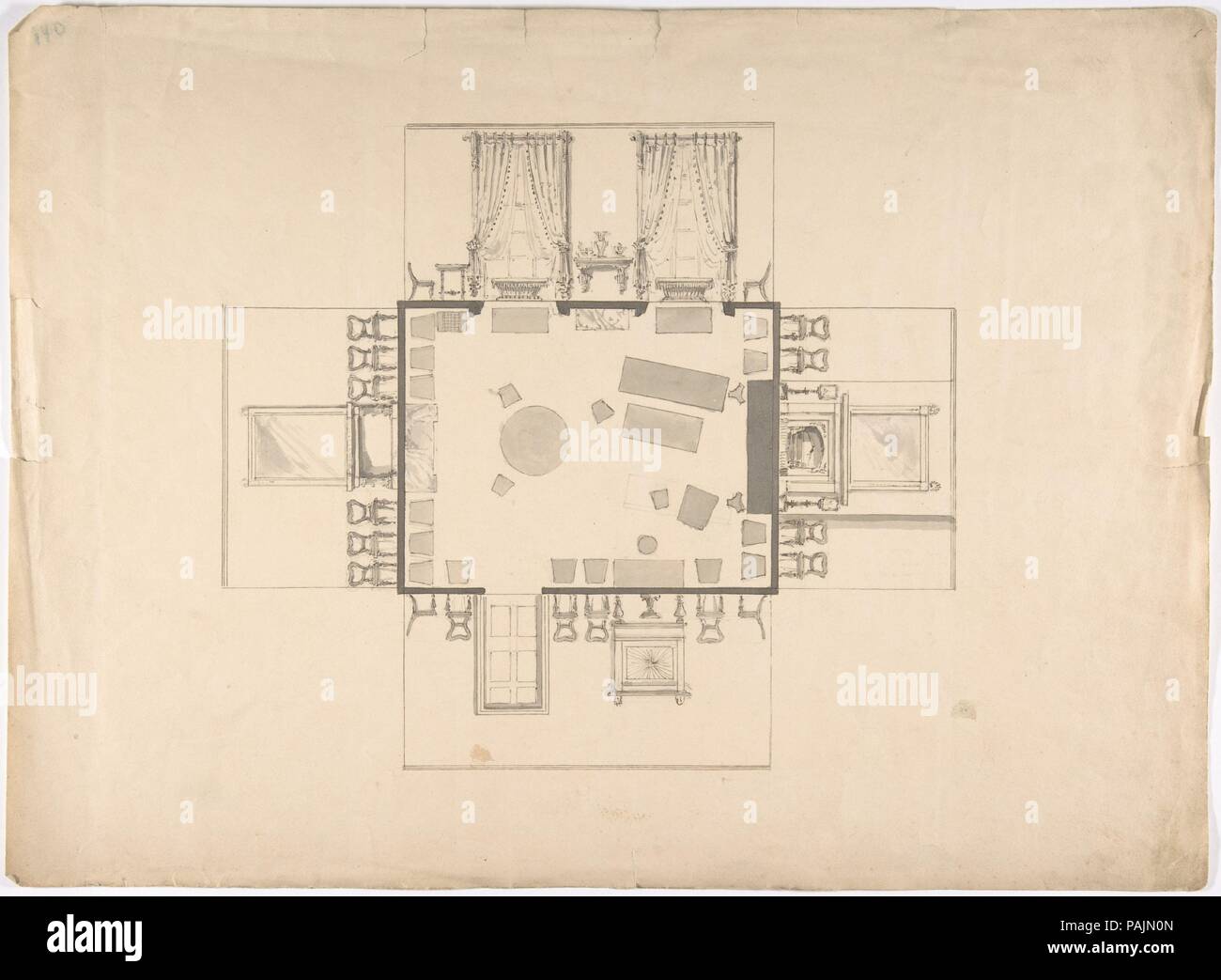 Plan and Elevations of a Room. Artist: Anonymous, British, 19th century ...
