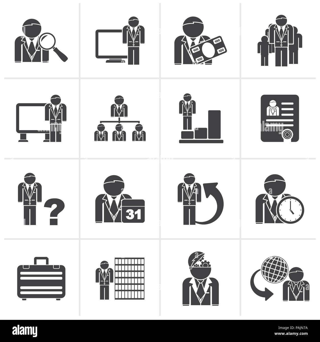 Black Business, management and hierarchy icons - vector icon set Stock ...