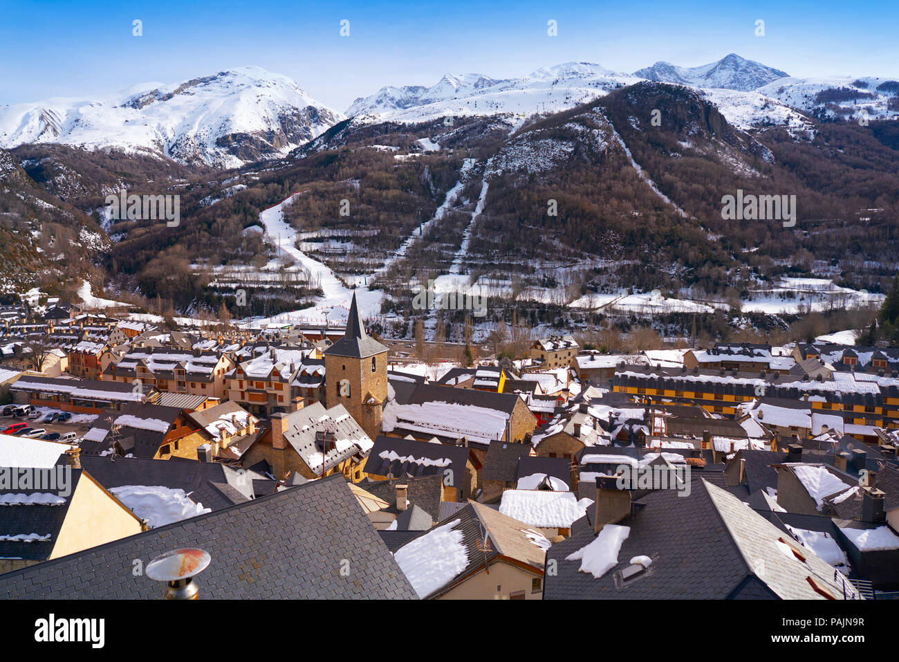 Panticosa snow skyline in Huesca Pyrenees of Spain Stock Photo - Alamy