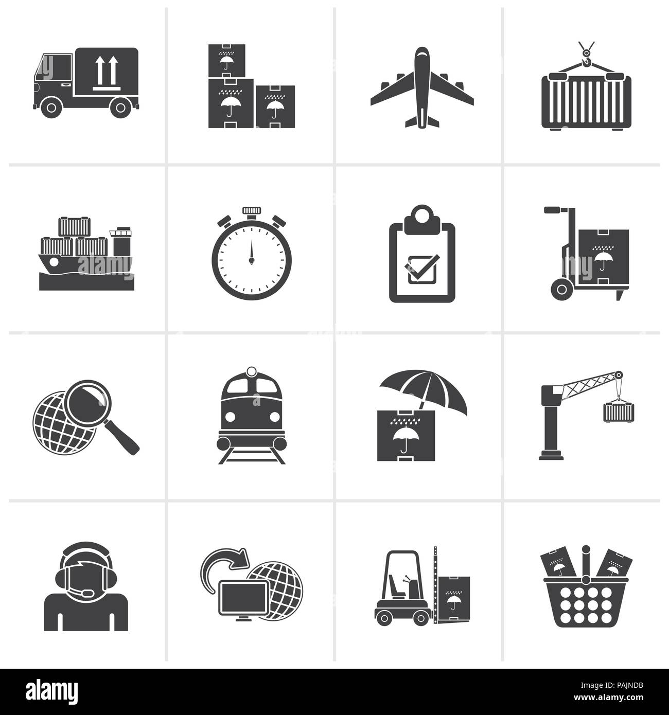 Black Cargo, shipping and logistic icons - vector icon set Stock Vector ...