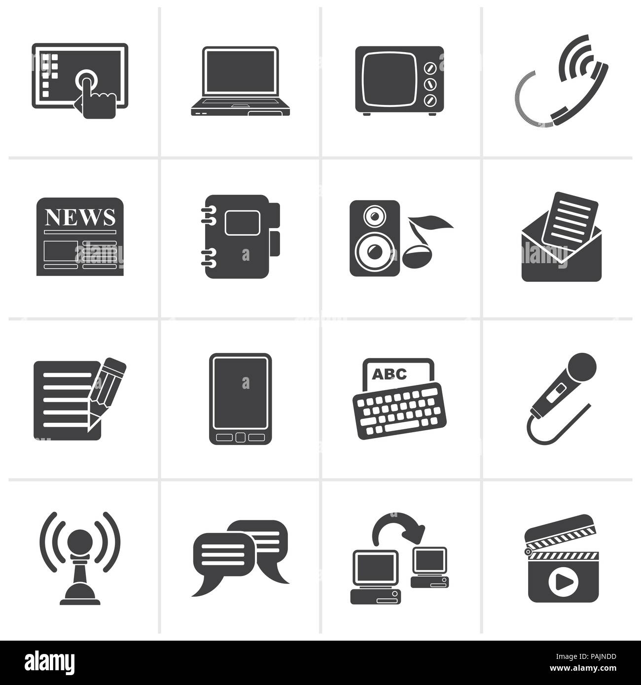 Black Communication and connection icons - vector icon set Stock Vector ...