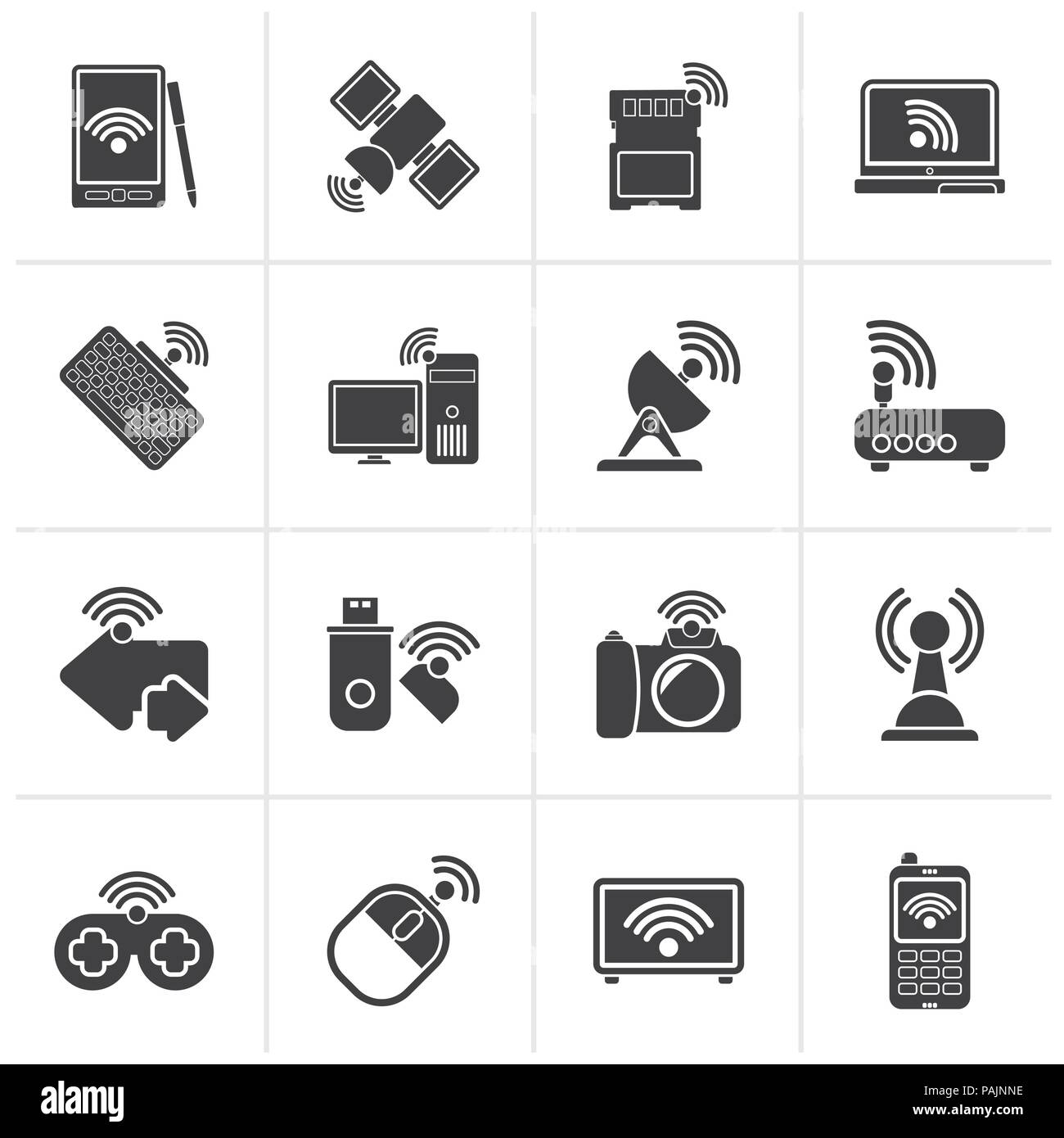 Black Wireless and communications icons - vector icon set Stock Vector ...