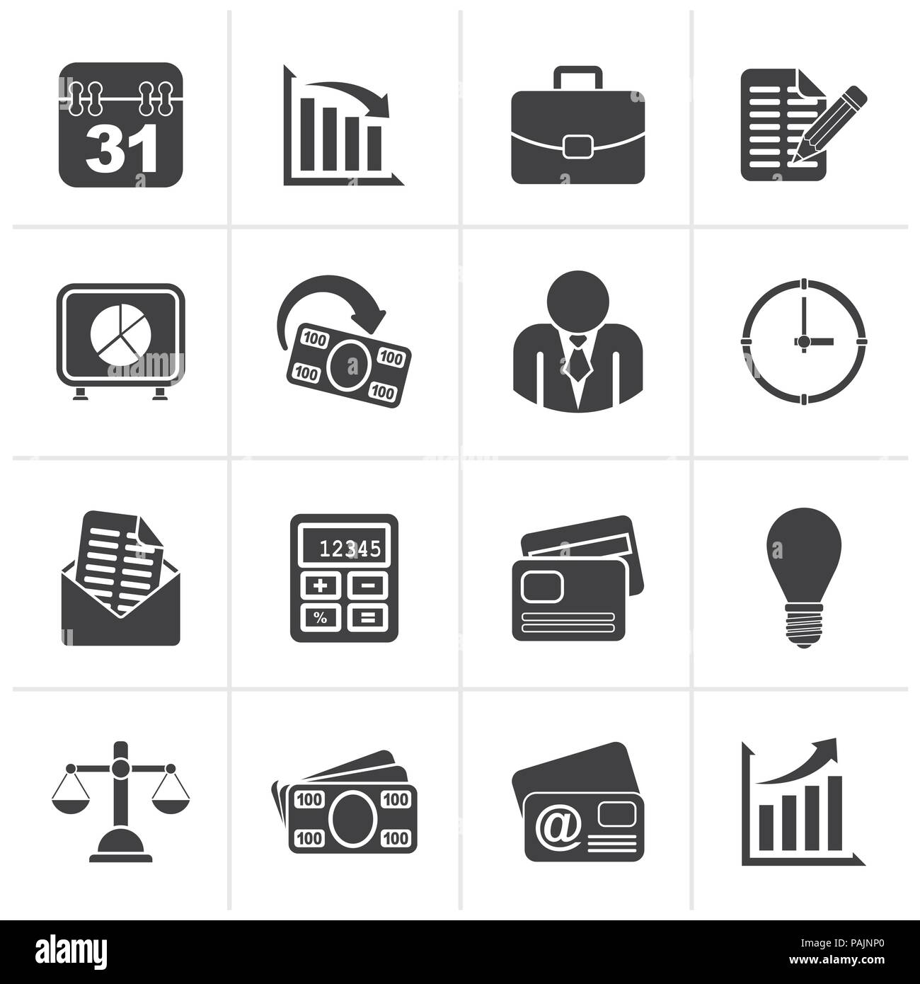 Black Business and office icons - vector icon set Stock Vector Image ...