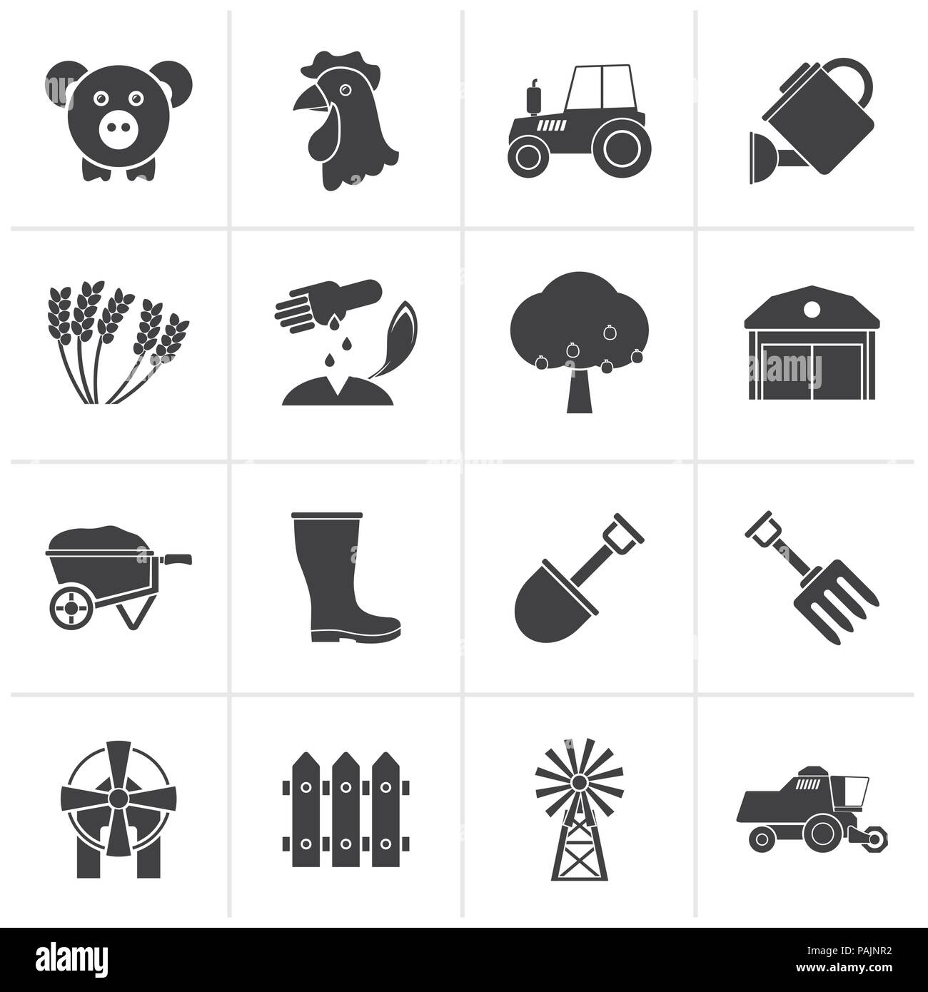 Black Agriculture and farming icons - vector icon set Stock Vector ...