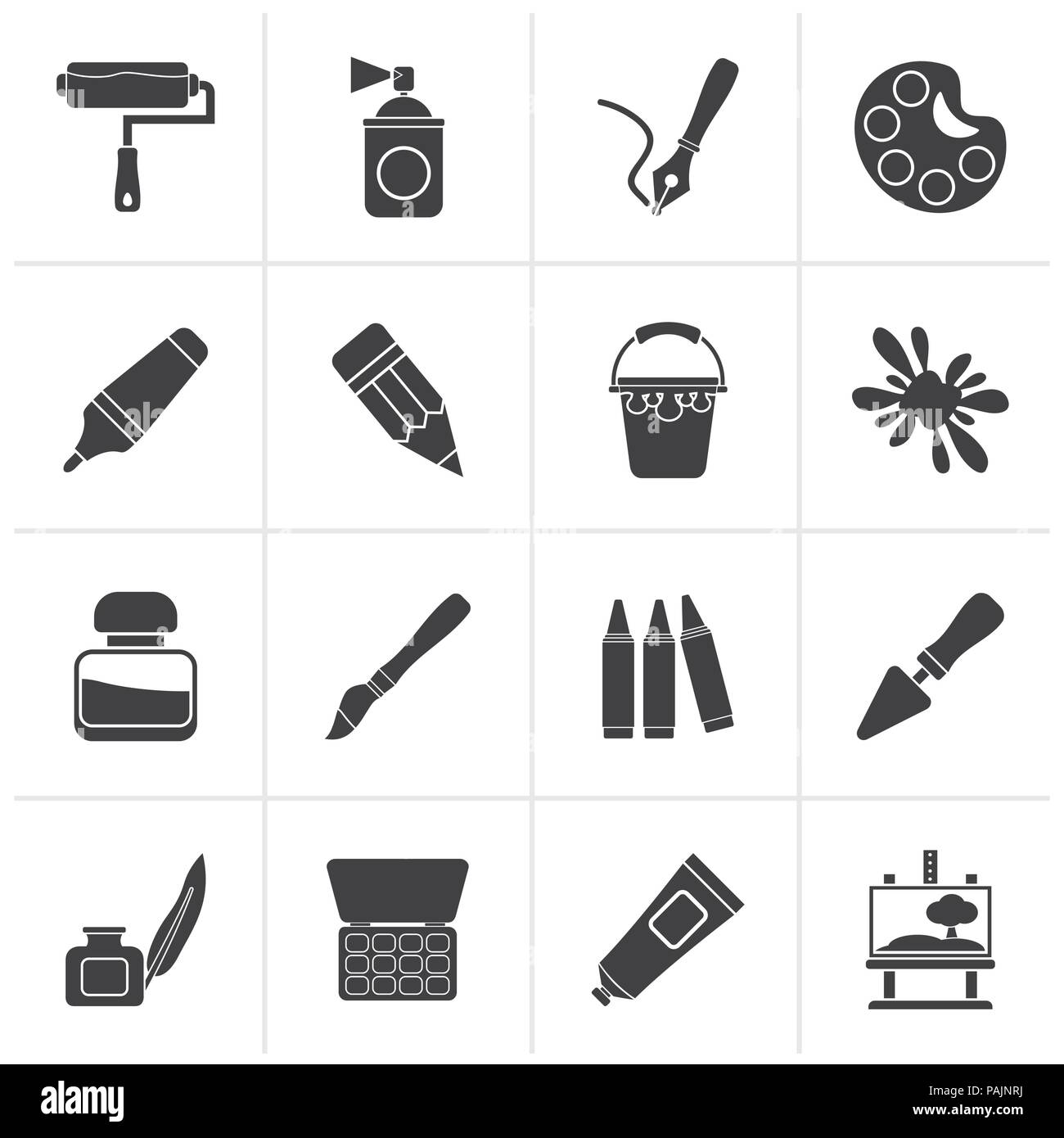 Black Painting and art object icons - vector icon set Stock Vector ...