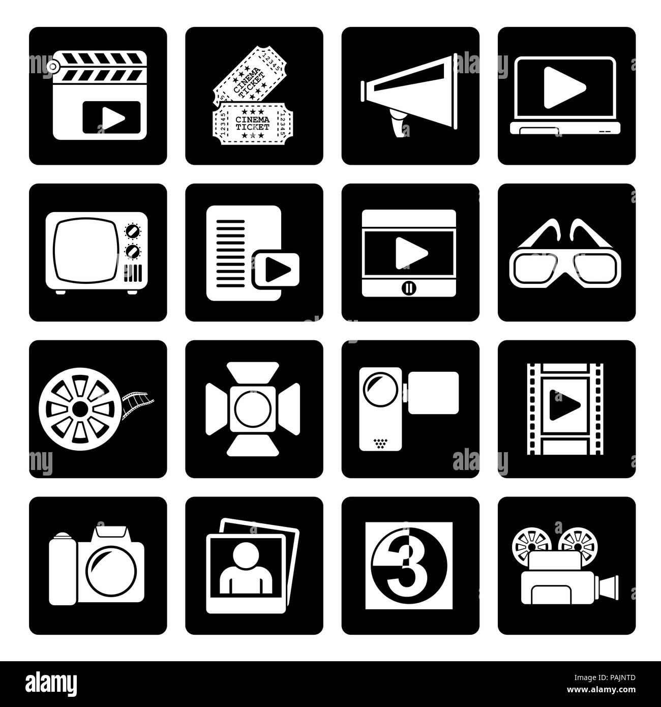 Black Movie and cinema icons -vector icon set Stock Vector Image & Art ...