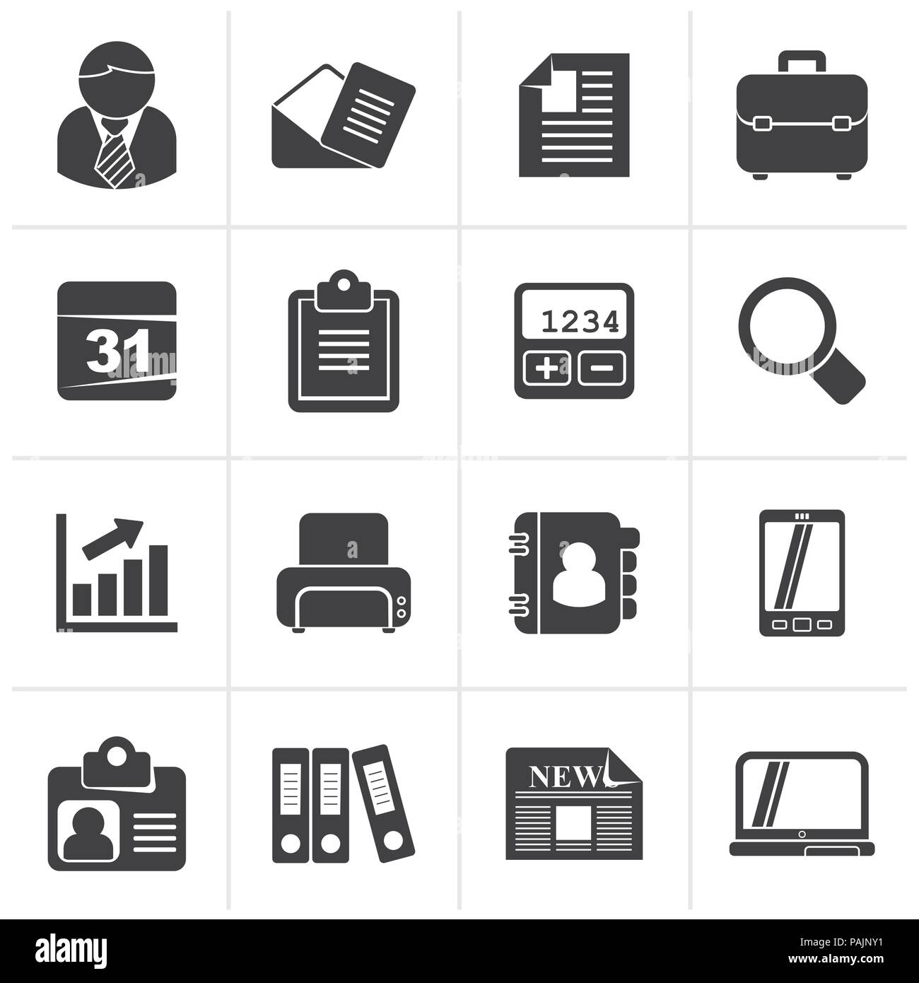 Black Business and office icons - vector icon set Stock Vector Image ...