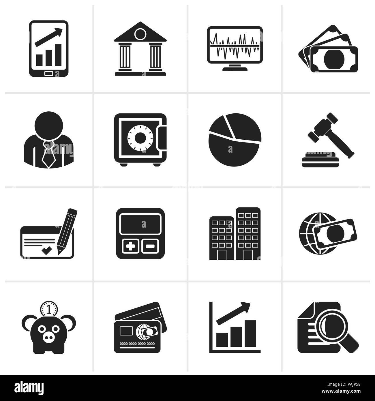 Black Business, finance and bank icons - vector icon set Stock Vector ...