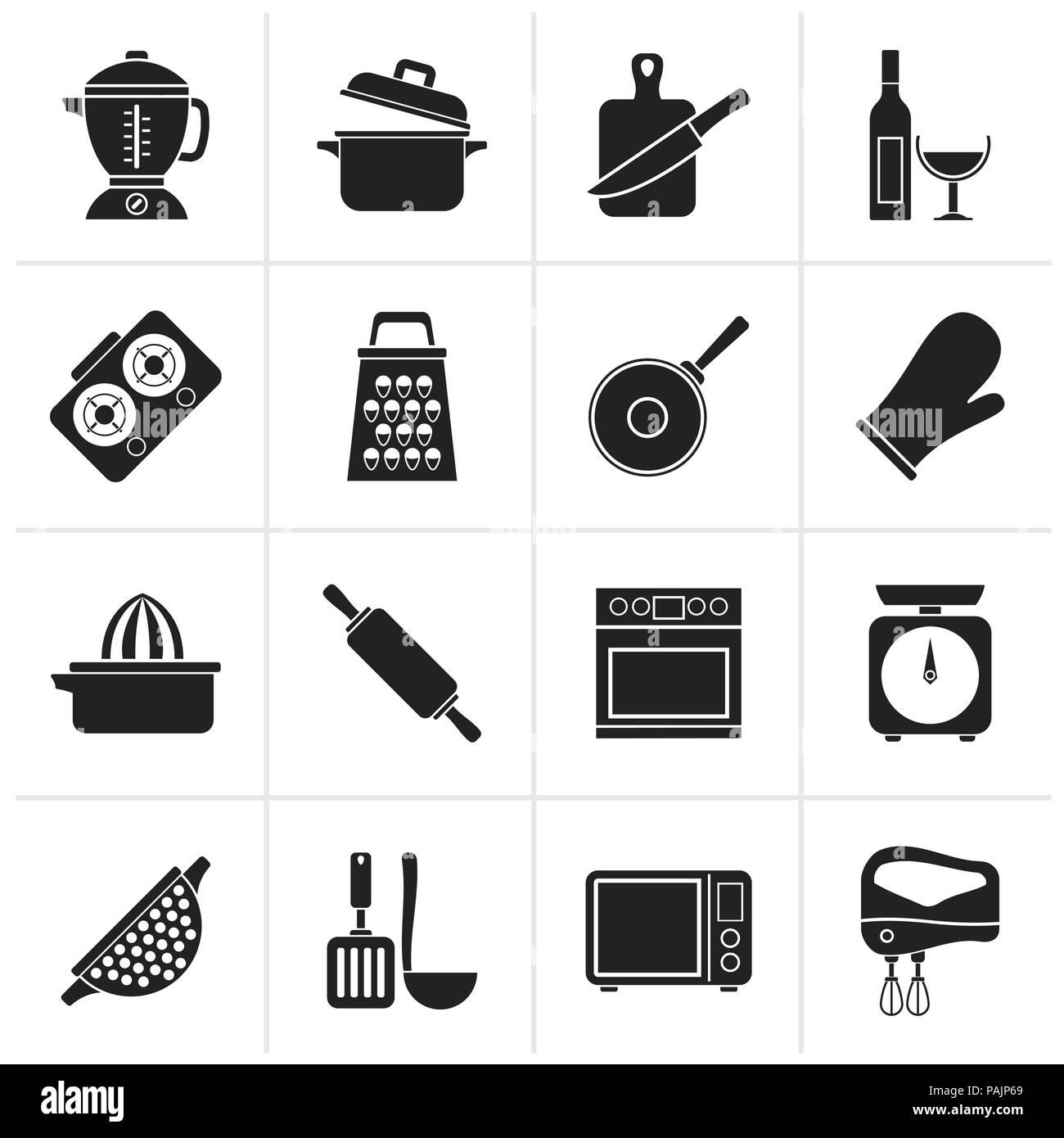 Black cooking tools icons - vector icon set Stock Vector Image & Art ...