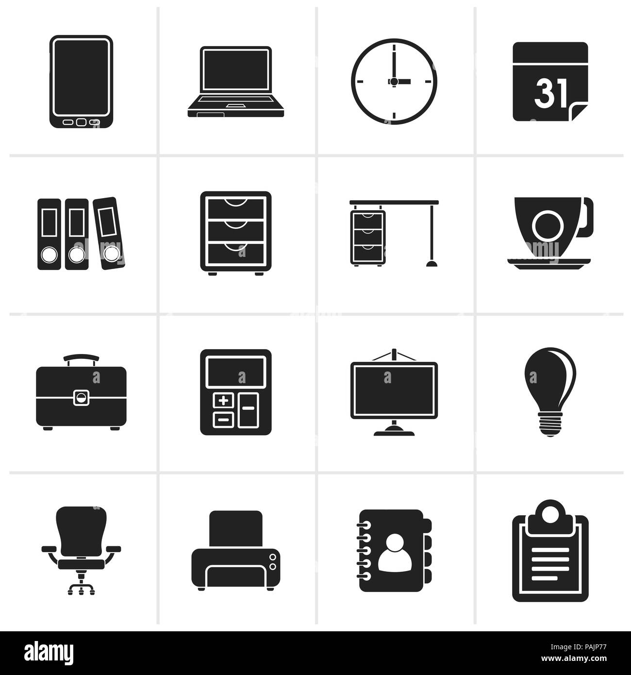 Black Business and office Icons -vector icon set Stock Vector Image ...