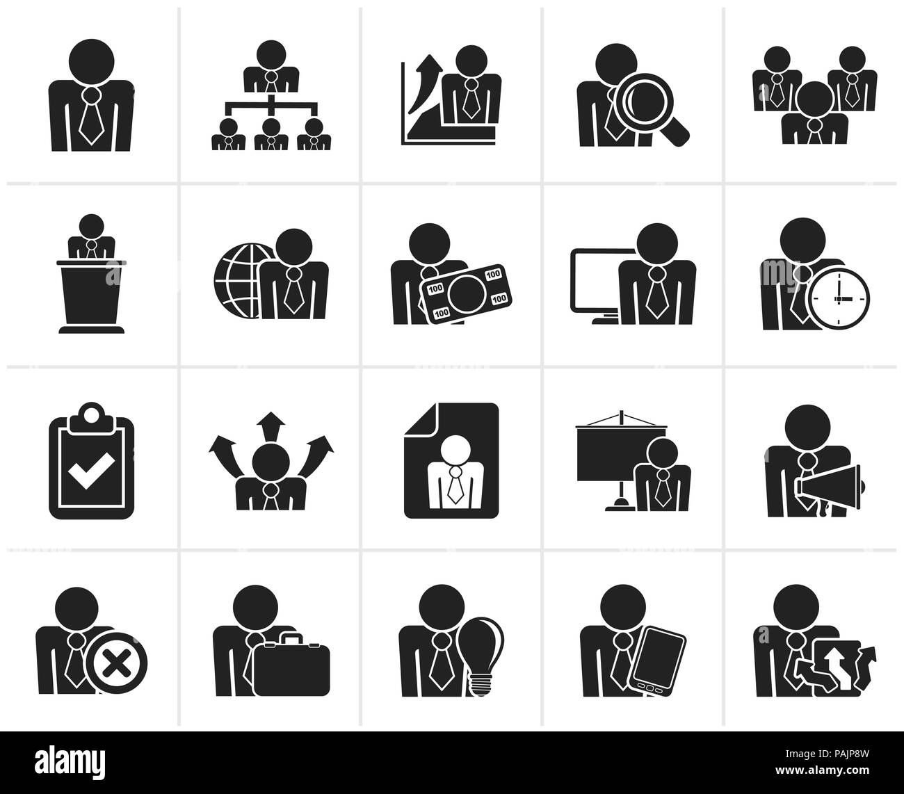 Black human resource and business icons - vector icon set Stock Vector ...