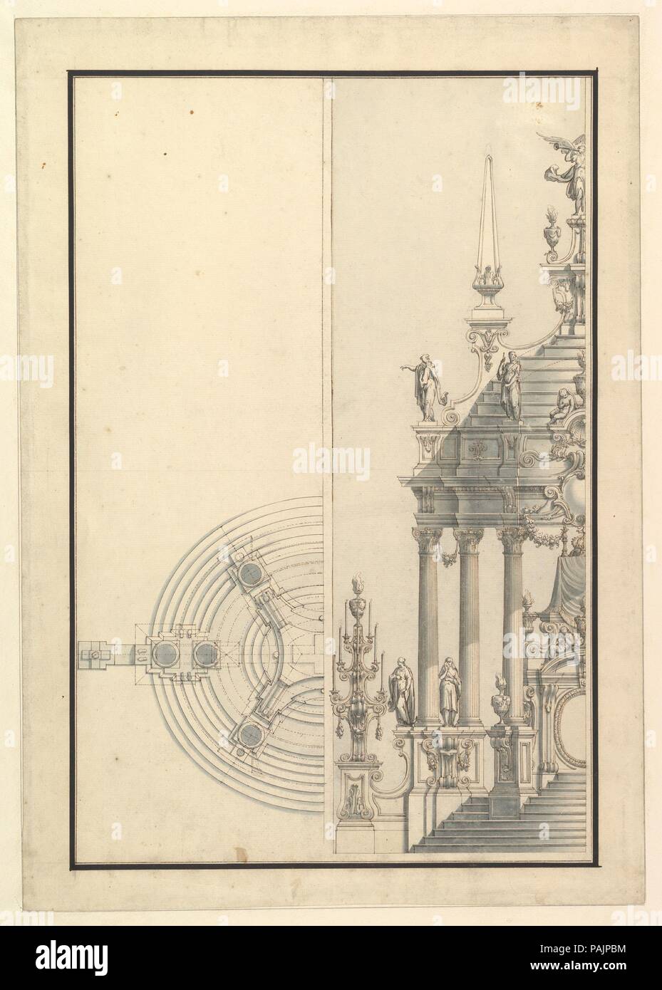 Half Elevation and Half Ground Plan for a Catafalque: Columns ...