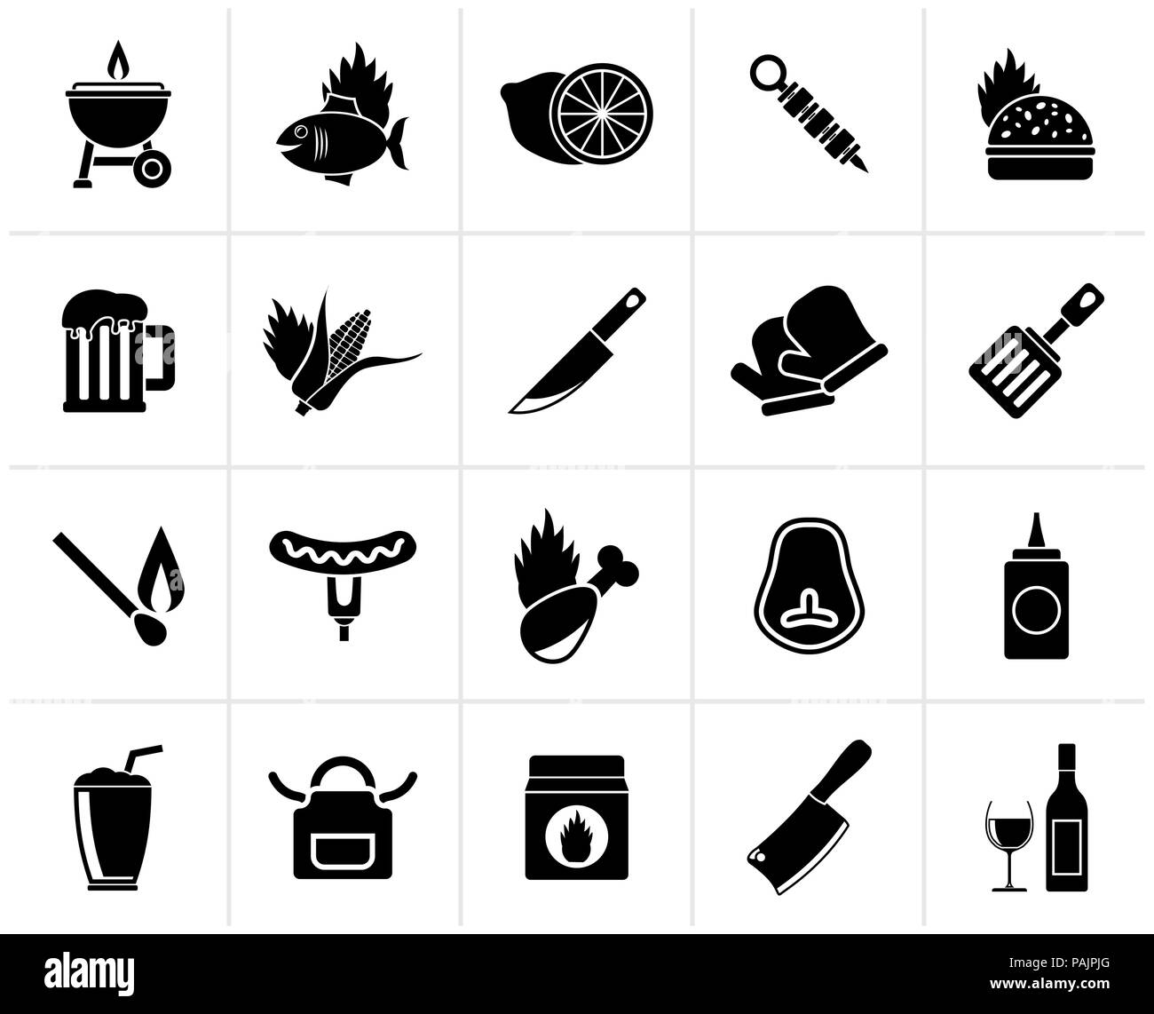 Delicious grill menu icons Black and White Stock Photos & Images - Alamy
