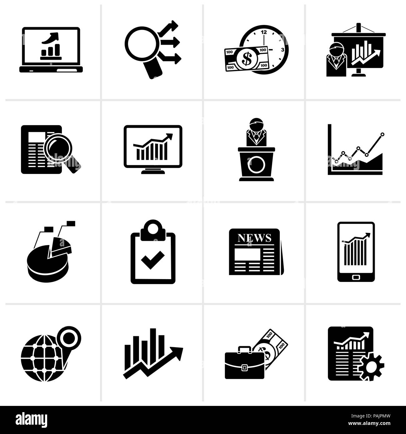 Black Business and Market analysis icons - vector icon set Stock Vector ...