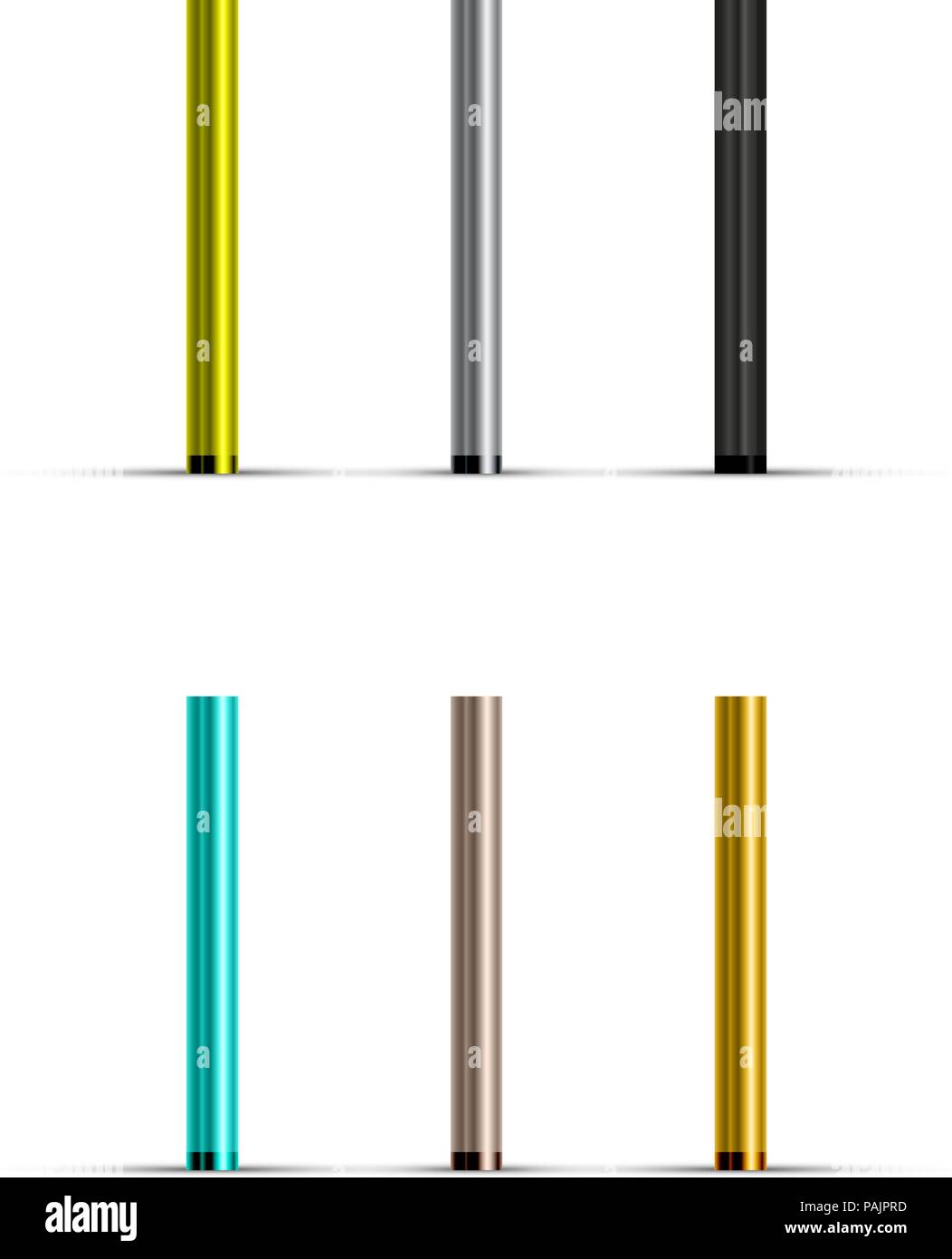 Metallic Anodized Pipes of Different Colors. Vector Design Elements Set ...