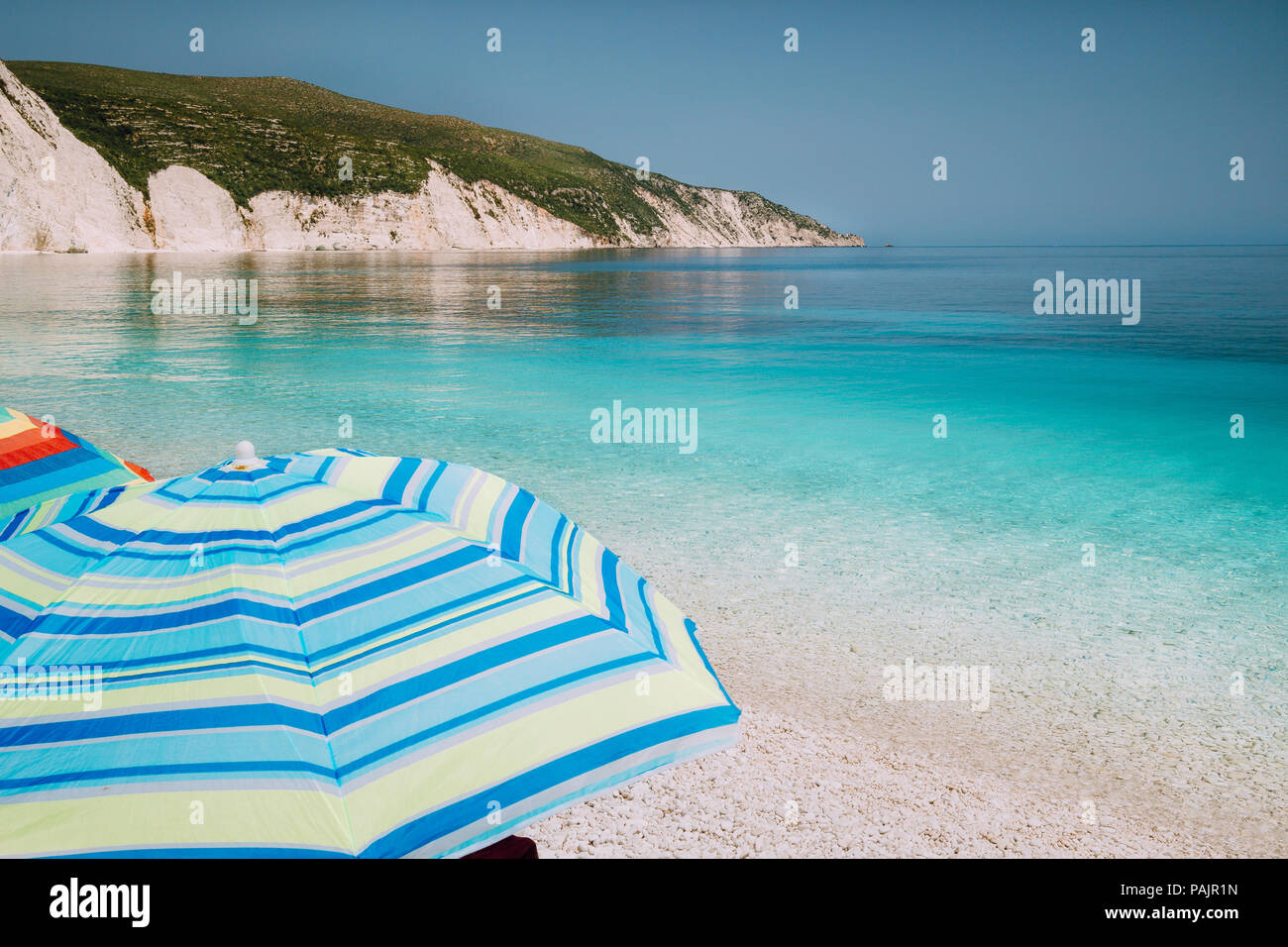 Fteri beach in Kefalonia Island, Greece. One of the most beautiful ...