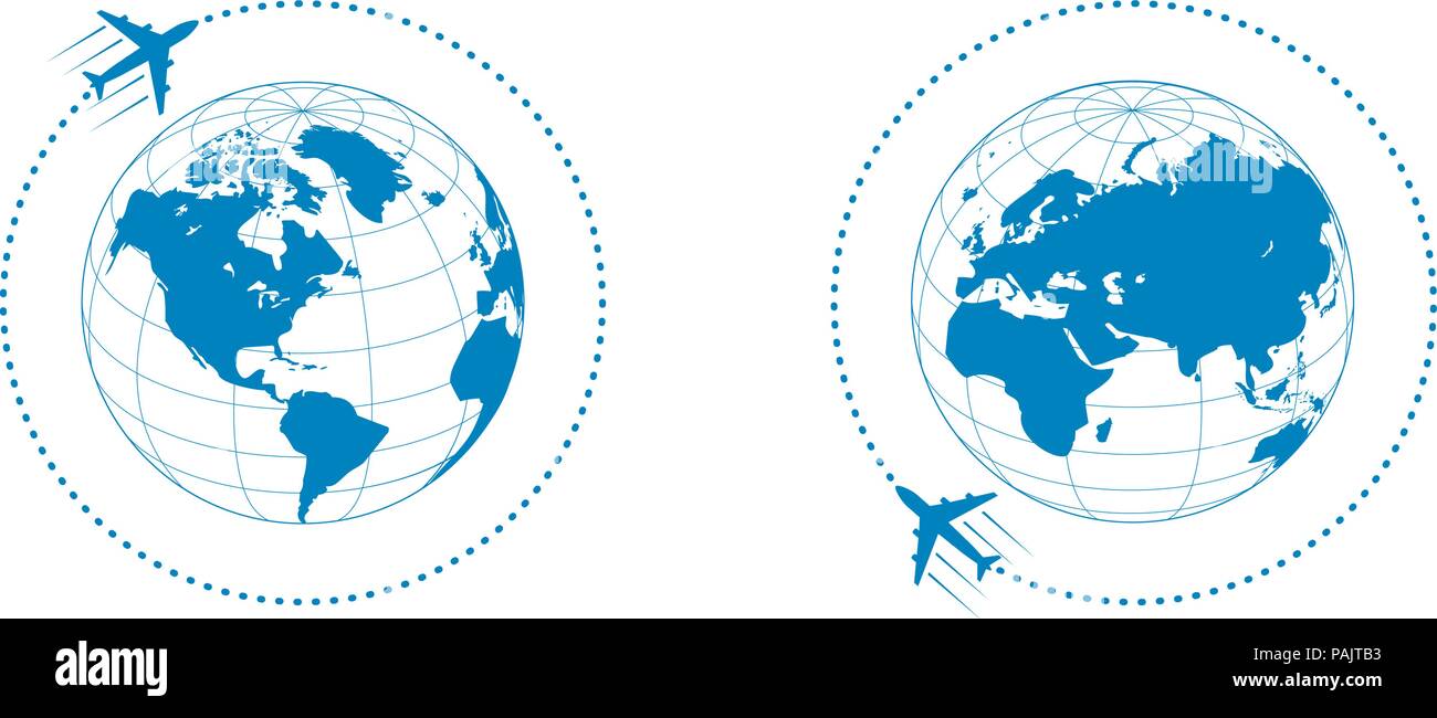 plane and globe Stock Vector Image & Art - Alamy