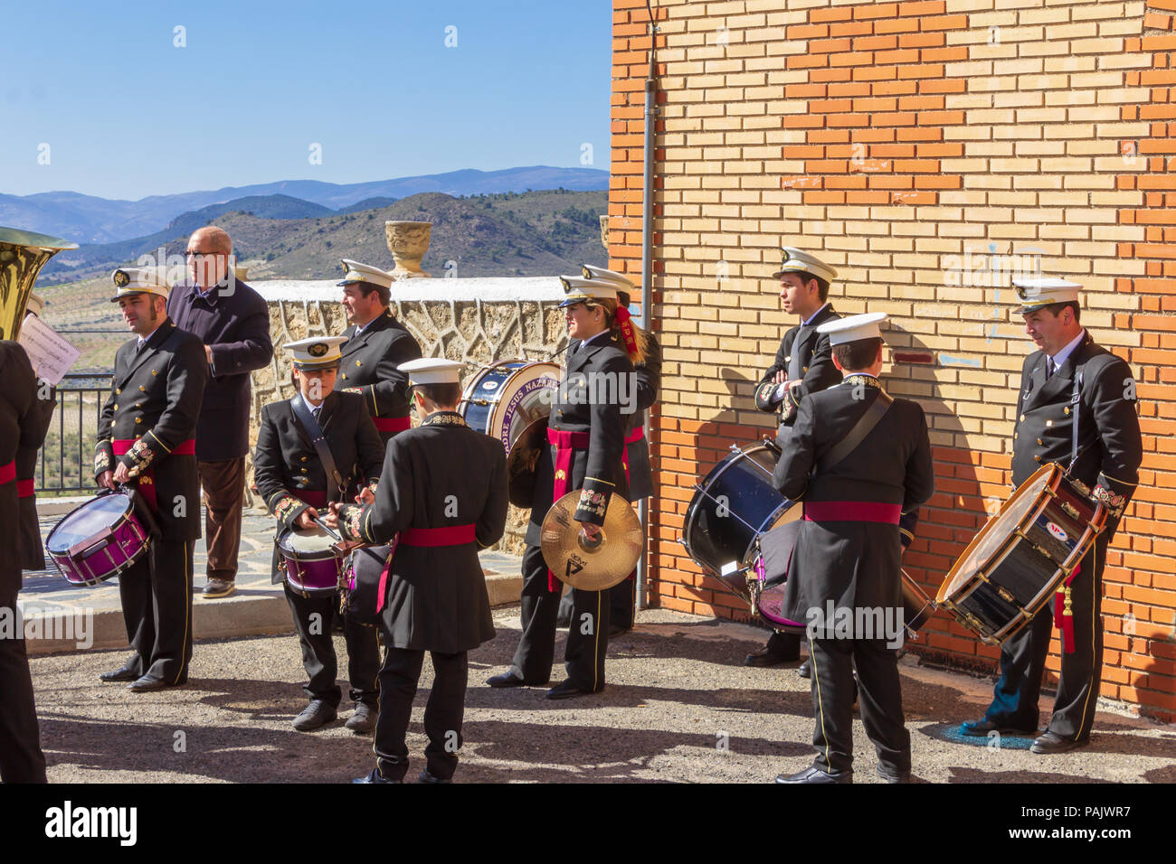 Marching Band Perform in a small rural town in Spain as it Celebrates ...