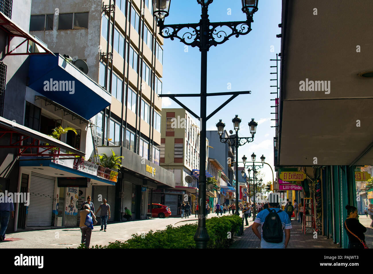 San Jose, Costa Rica. February 18, 2018. A bustling main street in ...