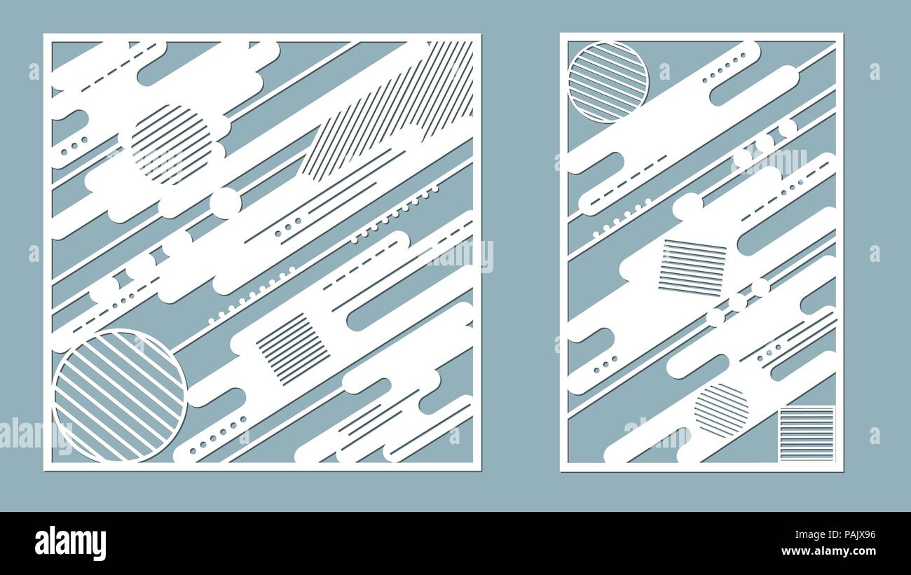 Vector illustration. Decorative panel lines, laser cutting. wooden ...
