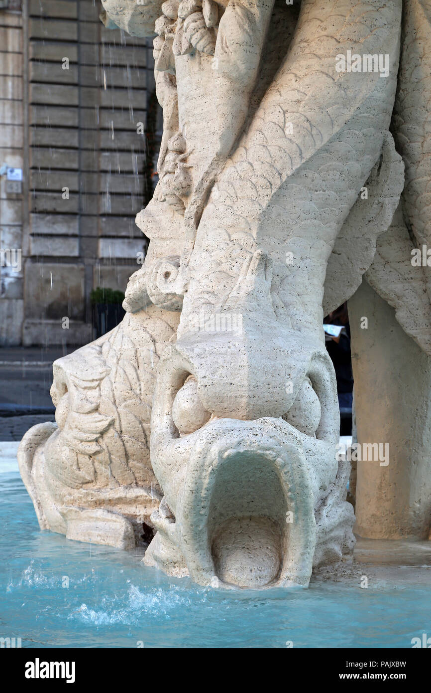 Baroque Triton Fountain (Fontana del Tritone) in Rome Italy Stock Photo ...