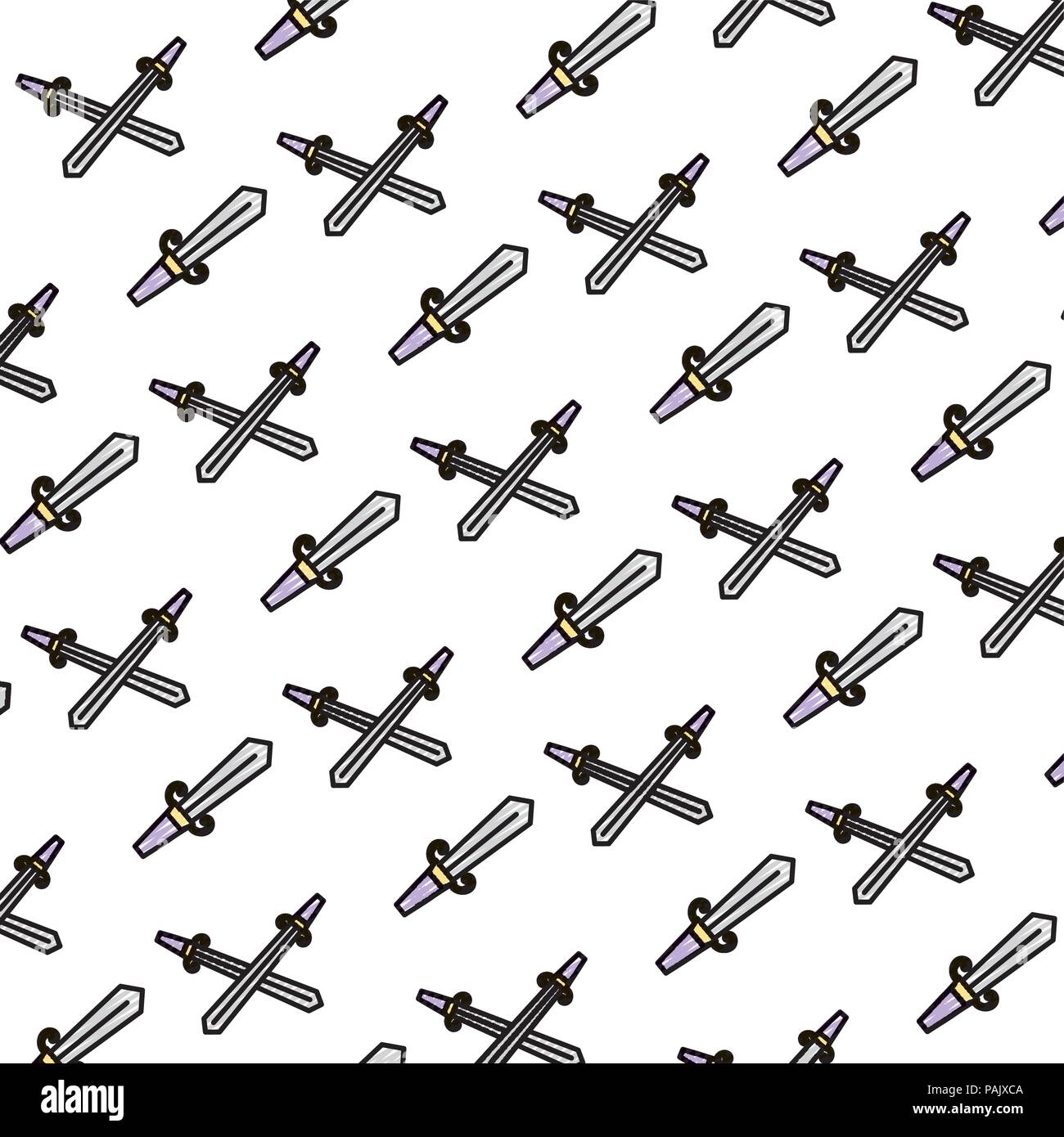 doodle swords medieval weapon design background Stock Vector Image ...